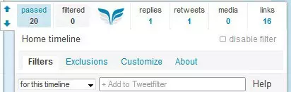 Tweetfilter、Twitter 过滤器和自定义