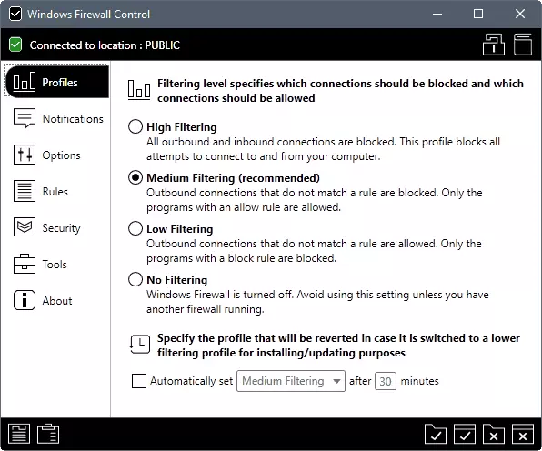 Windows ファイアウォール コントロール 5