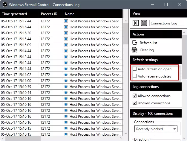 log sambungan firewall