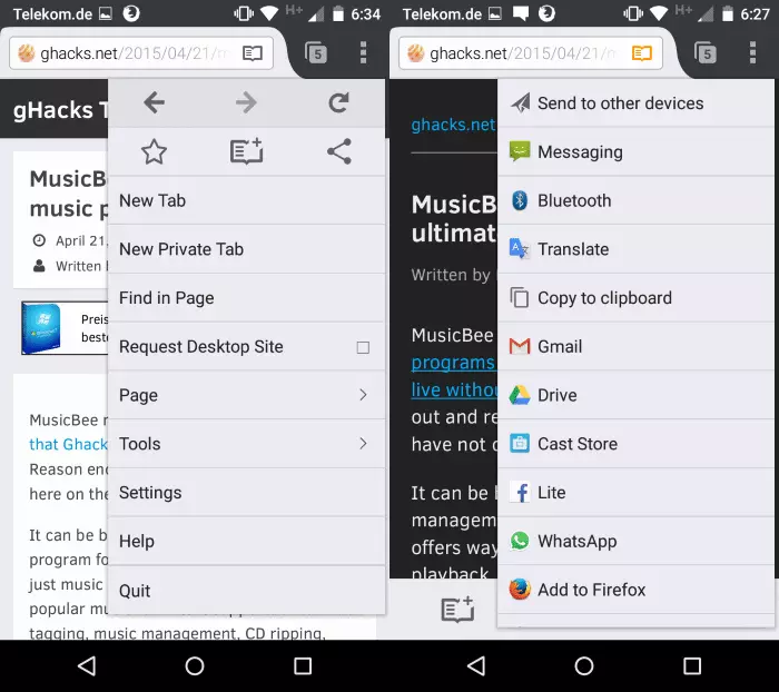 firefox 38 android အပြောင်းအလဲများ