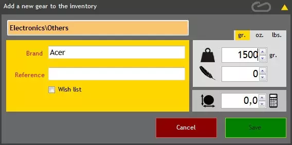 inventory iinditan gear