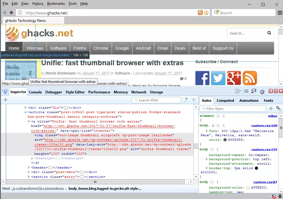 firefox Entwéckler Tools System Addon