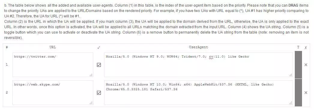 Custom UserAgent String은 사이트별로 사용자 에이전트를 설정할 수 있는 Firefox 확장입니다.