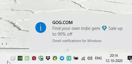 Inbox Notifier prikazuje obavijest na vašoj radnoj površini kada nova pošta stigne u vaš Gmail inbox