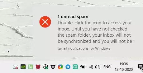 Inbox Notifier spam-mappe