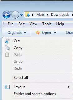 pilihan carian folder