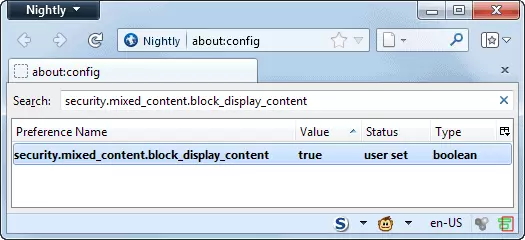 Blockieren von gemischten Inhalten in Firefox