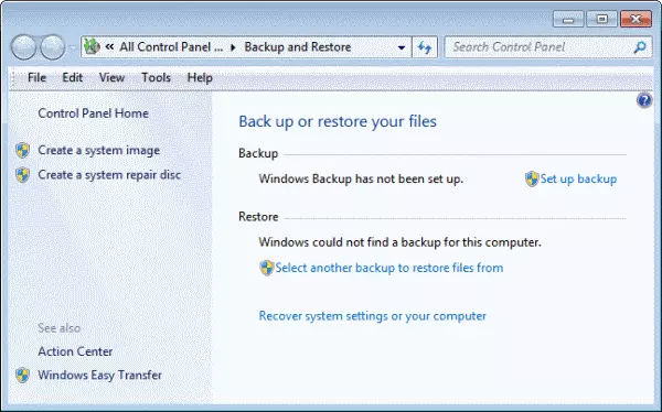 Windows backup vraćanje