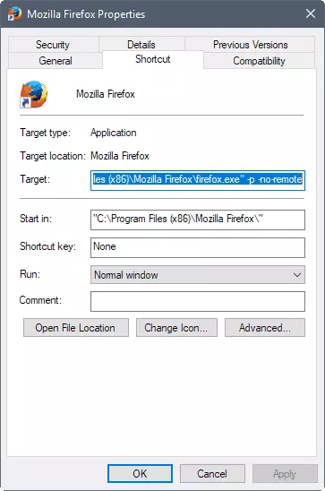 Firefox komando-lerroa