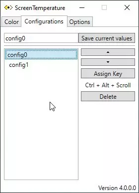 ScreenTemperature save config hotkey