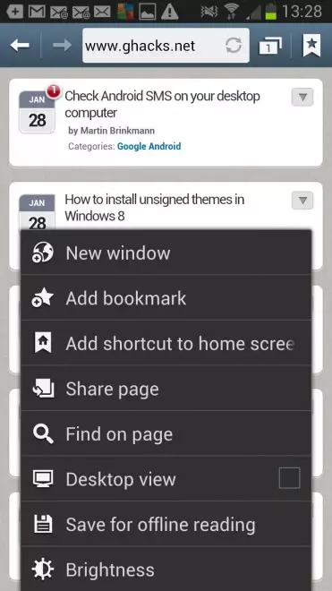 screenshot della schermata iniziale del sito Web di collegamento Android