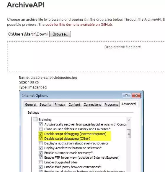 archiveapi mostrar archivos de almacenamiento