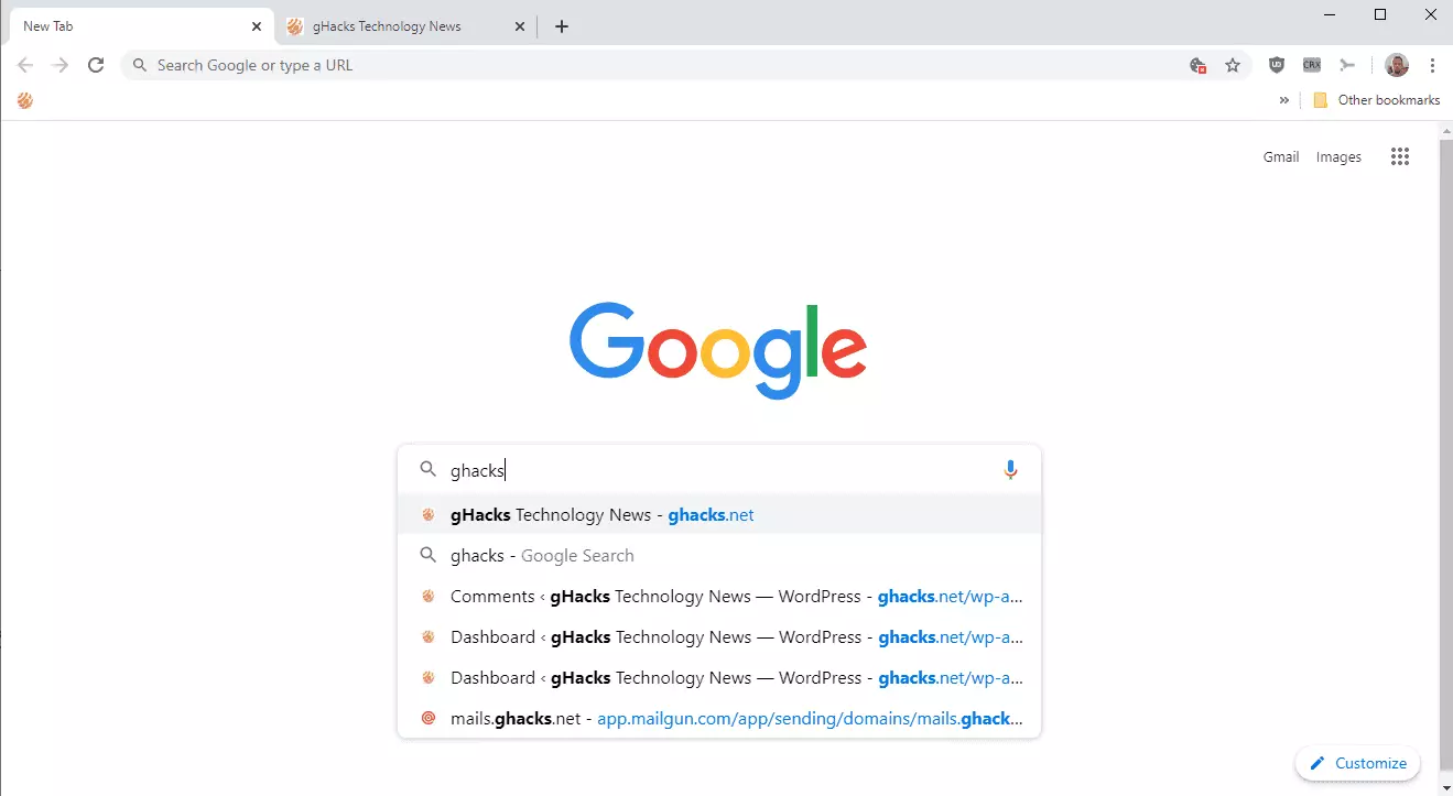 Adicione uma caixa de pesquisa "real" à página de nova guia do Google Chrome