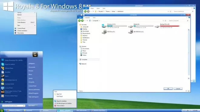 royale 8 Windows 8 pro -kuvakaappaus
