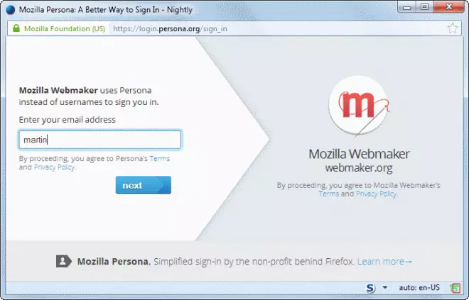 mozilla persona gmail integration