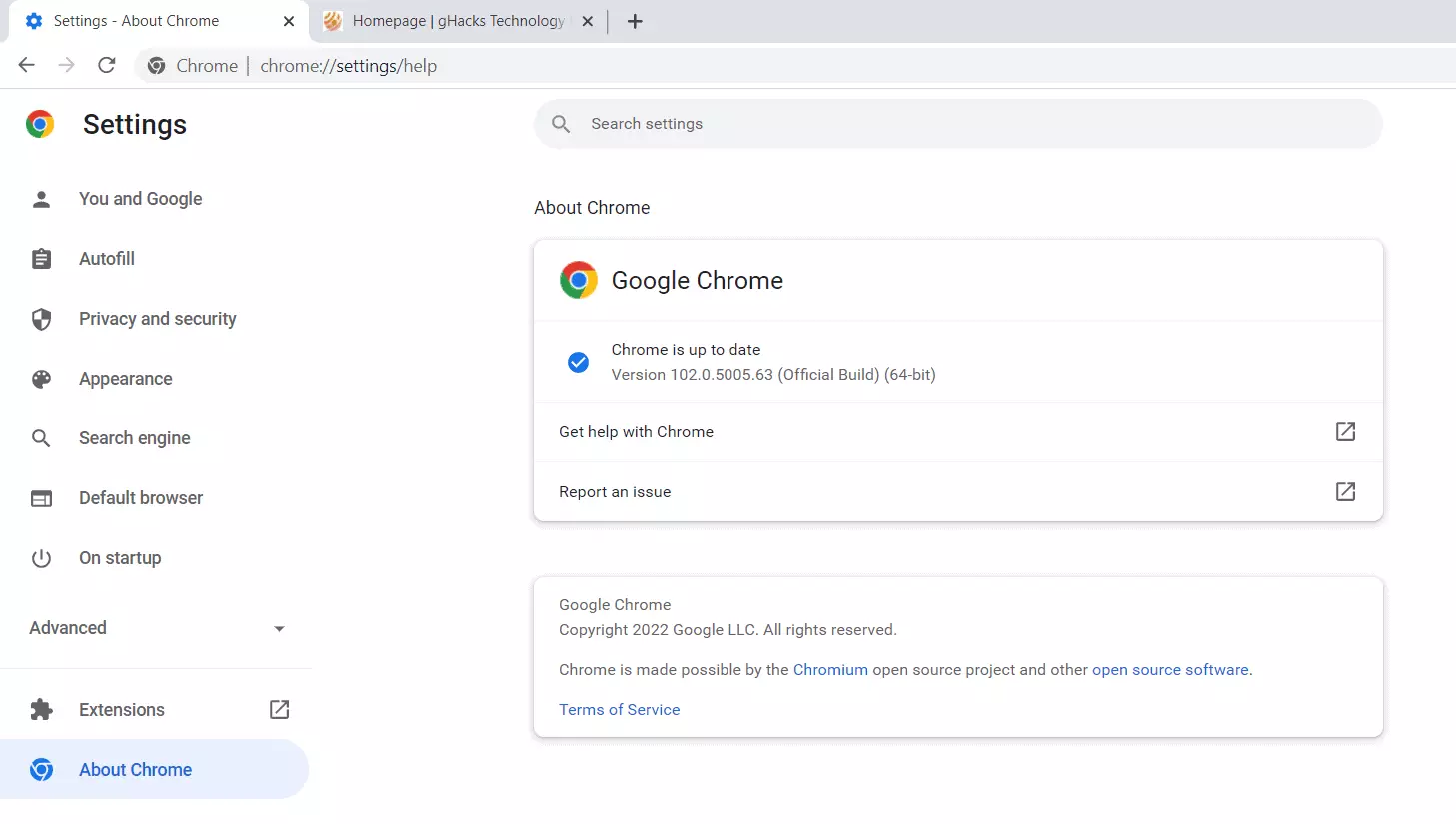 google-chrome 102 faʻafouga saogalemu