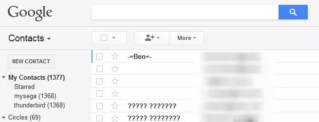 контакты gmail