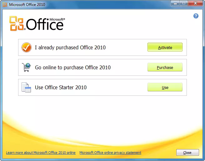 Tejkalimi i problemeve të blerjes fillestare të Office 2010