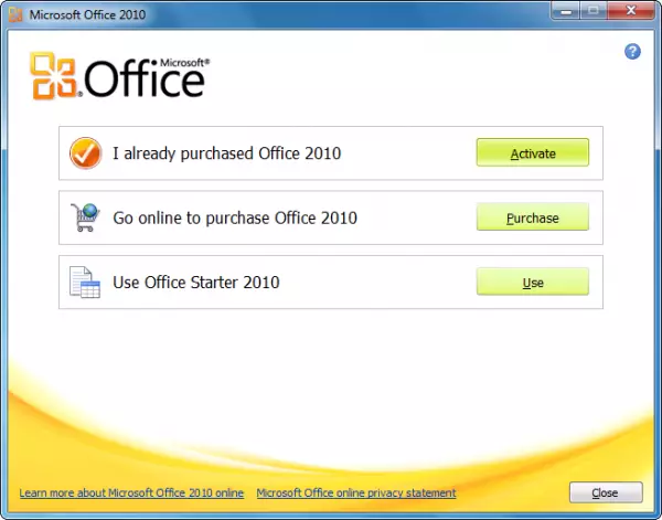 Office 2010 Starter сатып алу мәселелерін шешу 13971_1