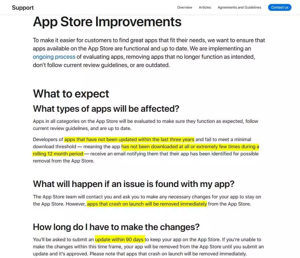蘋果解釋其 App Store 刪除規則，將給予開發者 90 天的時間來更新他們的應用程序