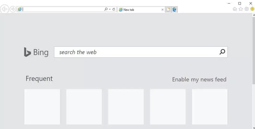Стара нова страница на табот на Internet Explorer