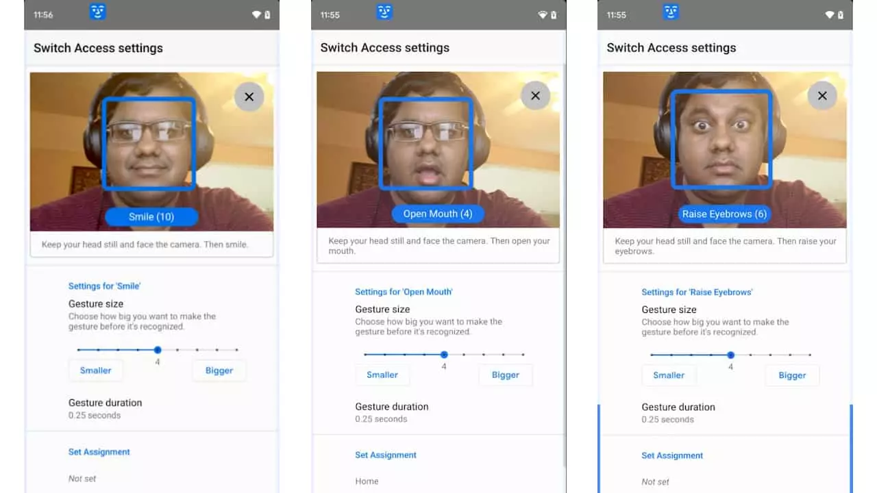 Controla o teu teléfono Android con expresións faciais