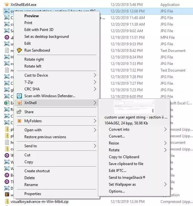XnShell એ એક્સપ્લોરર એડ-ઓન છે જે તમને સંદર્ભ મેનૂમાંથી છબીઓનું કદ બદલવા, કન્વર્ટ કરવા, ફેરવવા દે છે