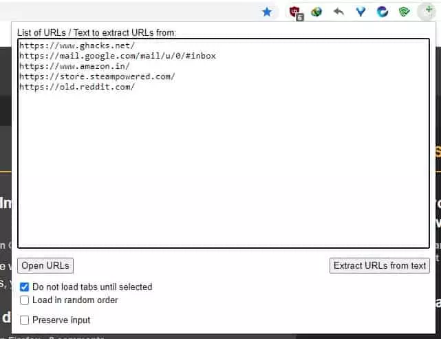 Chrome için Birden Çok URL uzantısını açın