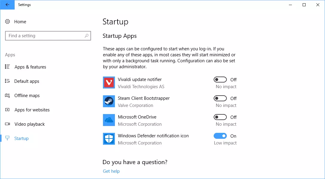 Windows 10 opstart-apps