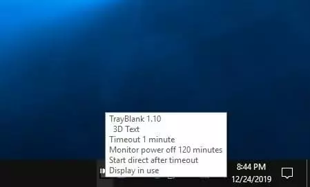 TrayBlank menu