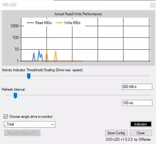 Ang SSD-LED ay isang libreng drive activity indicator at read-write speed monitor para sa Windows