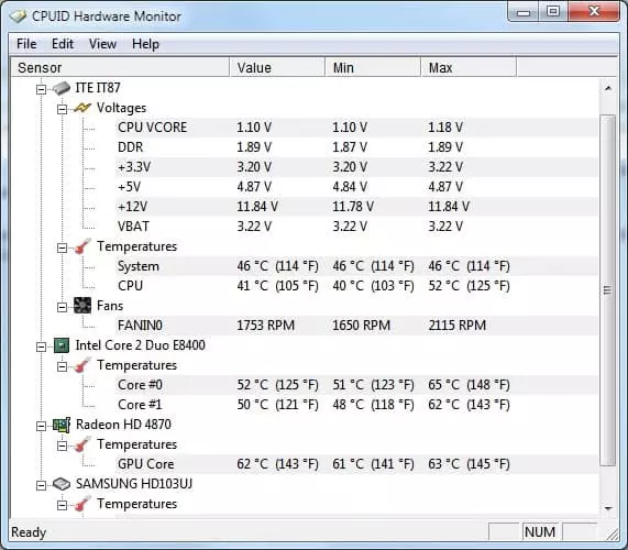 Kula da Zazzabi na Kwamfuta HWMonitor 14228_1