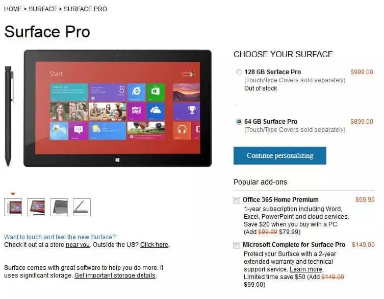 Surface Pro ausverkaaft