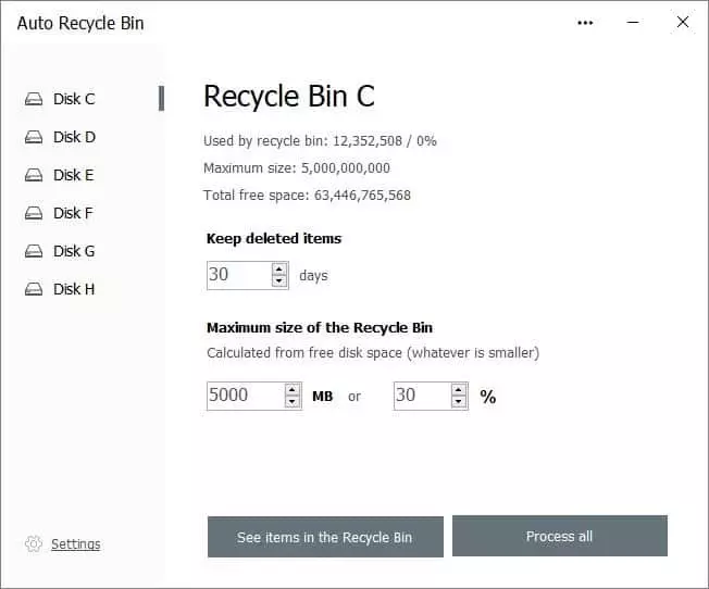 Eidel de Recycle Bin op Windows Boot mam gratis Auto Recycle Bin Tool