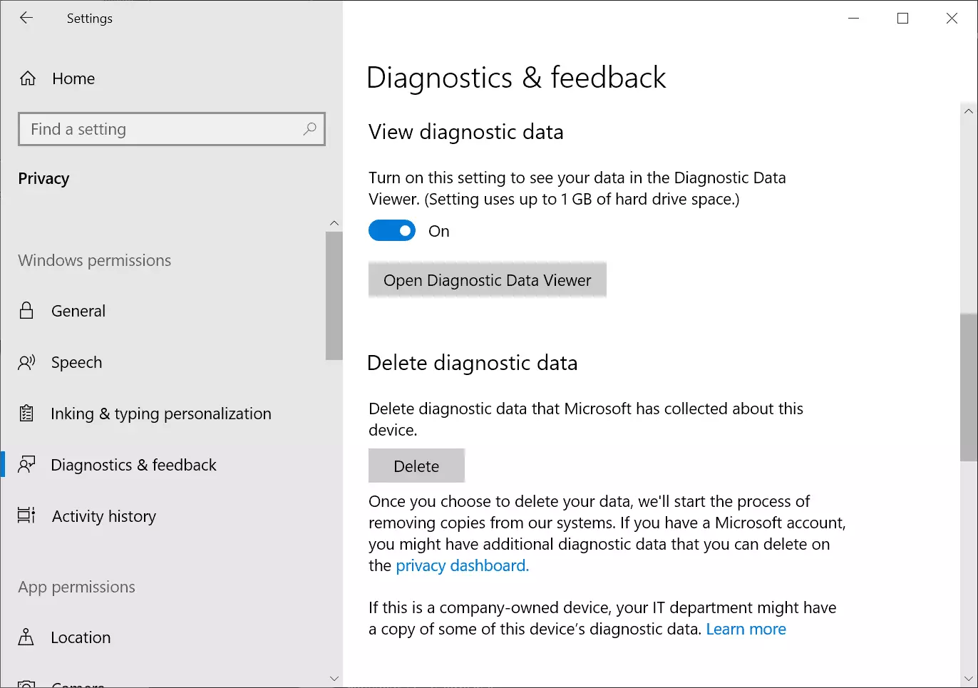 Windows 10 ויסמעקן דיאַגנאָסטיק דאַטן