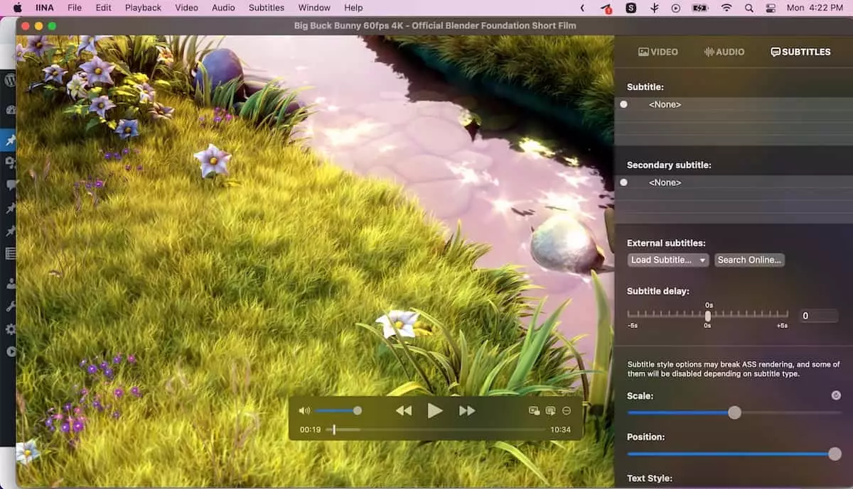 El reproductor de video IINA para macOS ahora es compatible con OpenSubtitles, HDR y más