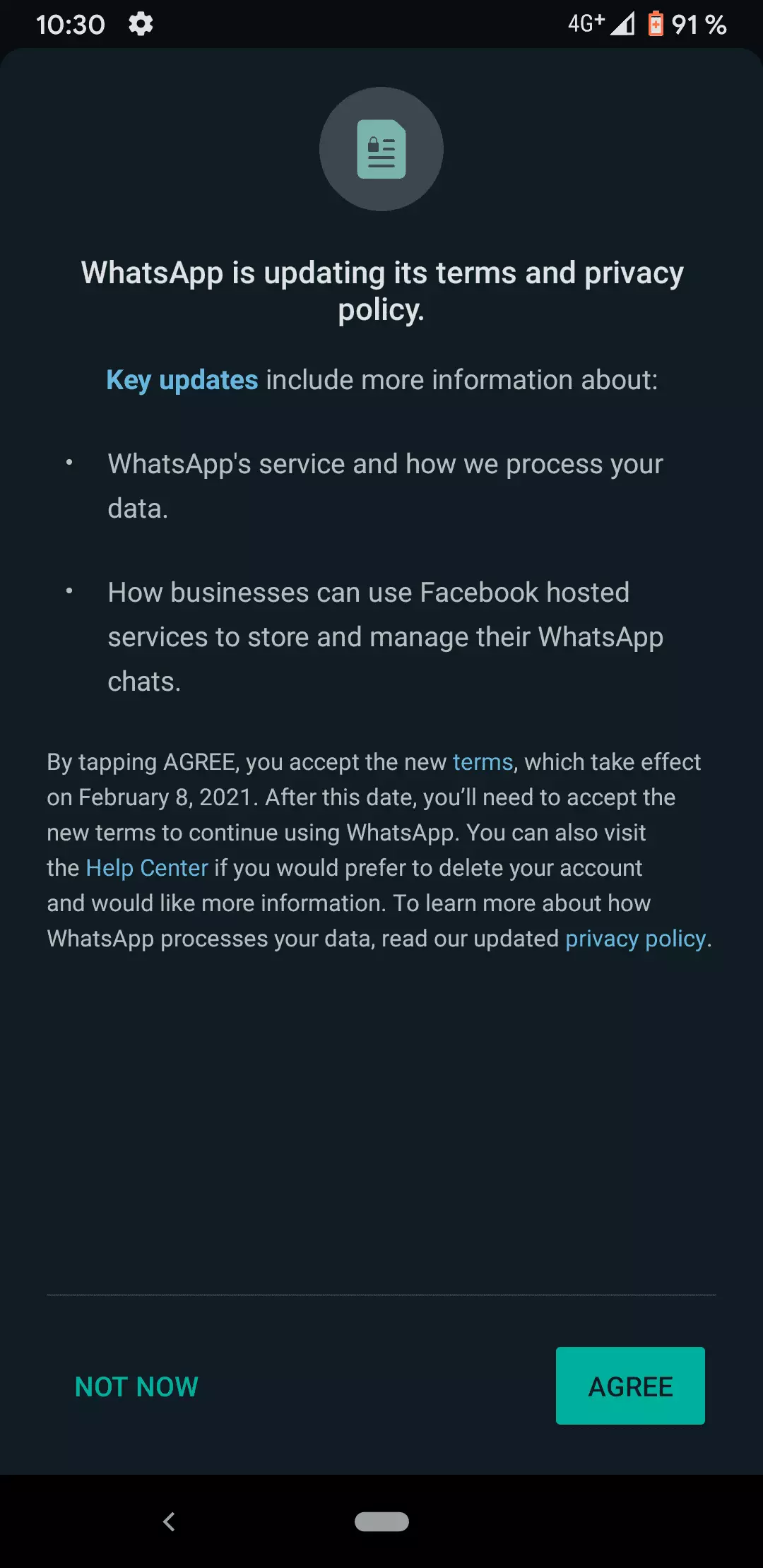 व्हाट्सएप फेसबुक गोपनीयता अपडेट