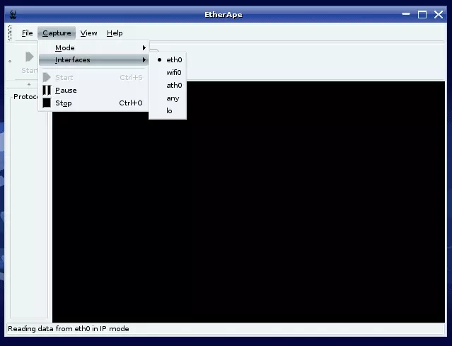 Etherape Interfaces نى سەپلەڭ