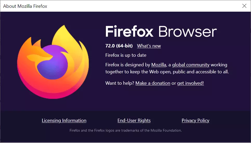 Mozilla Firefox 72.0.0 تحديث