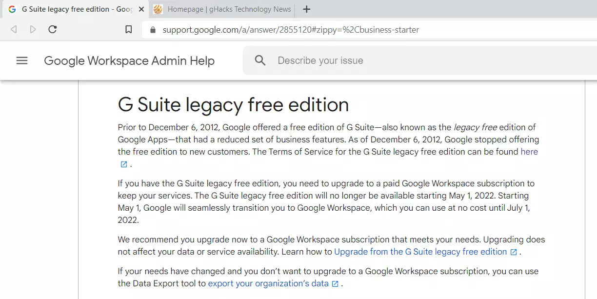 g suite legacy besplatno izdanje