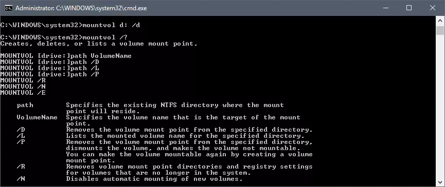 mountvol command prompt