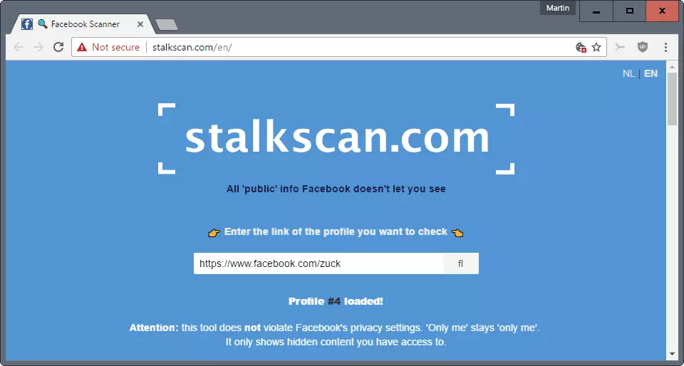 Stalkscan: goleki info Facebook umum