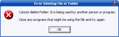 A exclusão do desbloqueio não pode excluir arquivos