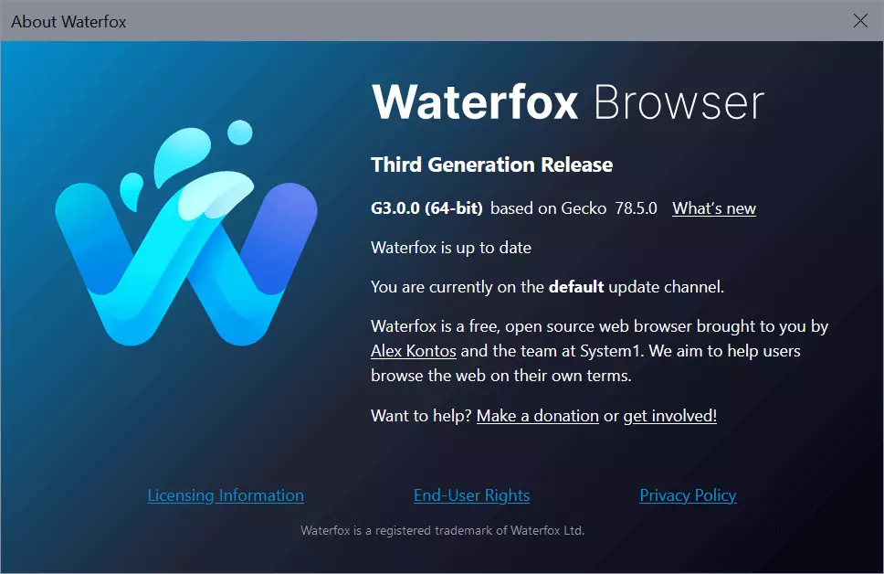 waterfox browser ລຸ້ນທີສາມ
