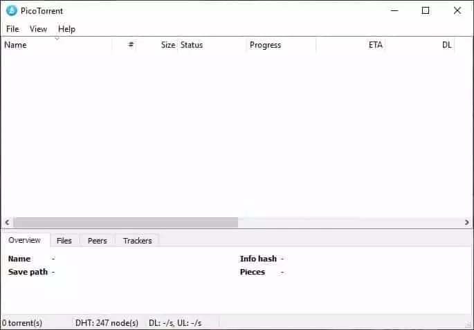 PicoTorrent යනු Windows සඳහා විවෘත මූලාශ්‍ර සැහැල්ලු Bittorrent සේවාදායකයෙකි