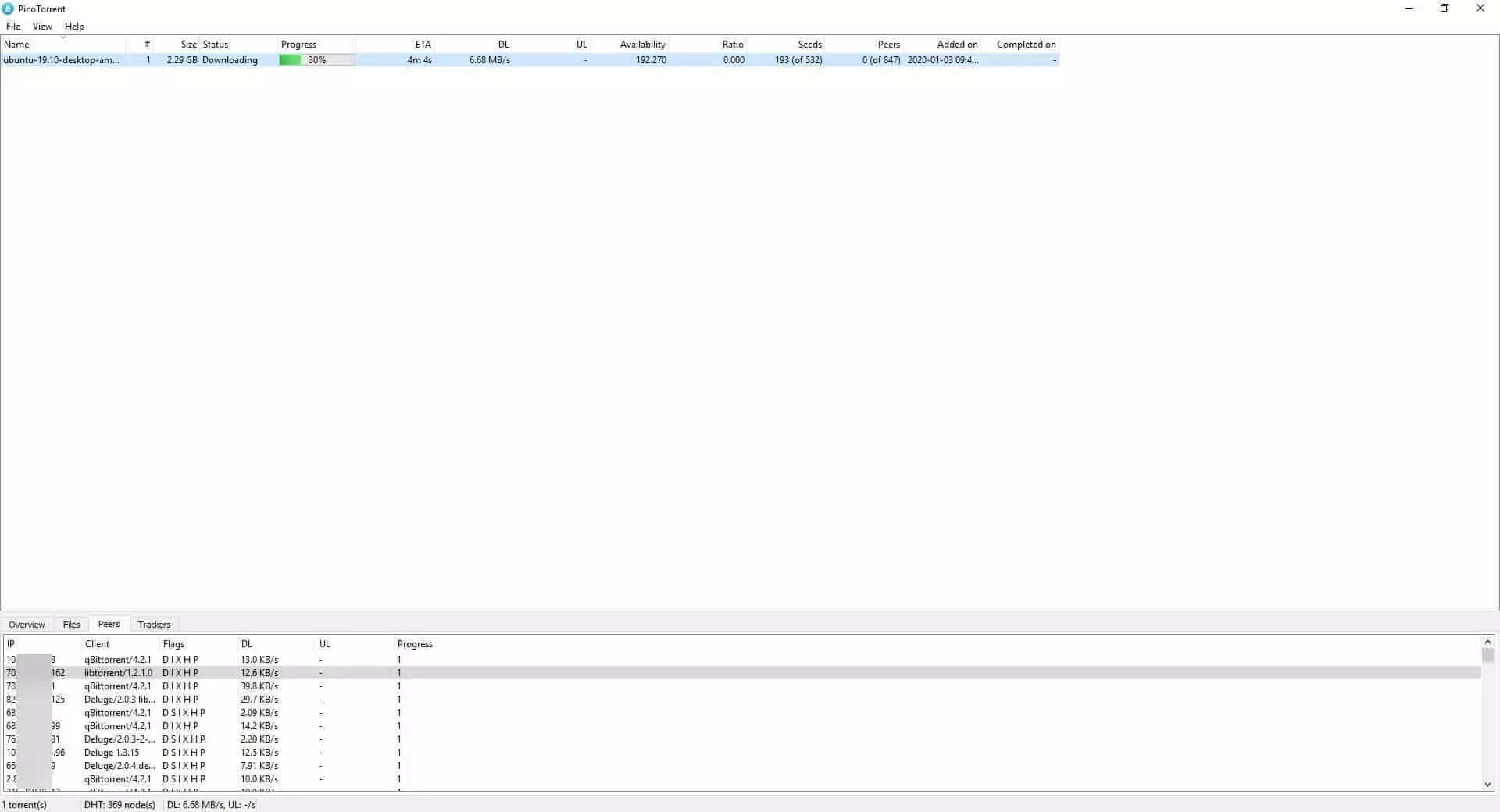 PicoTorrent-Statistiken