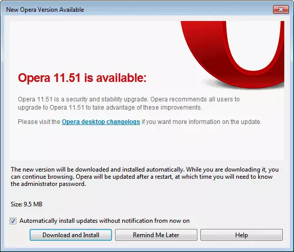 Opera 11.51 Update Dileupaskeun