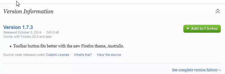 Firefox nei Addon Versiounen