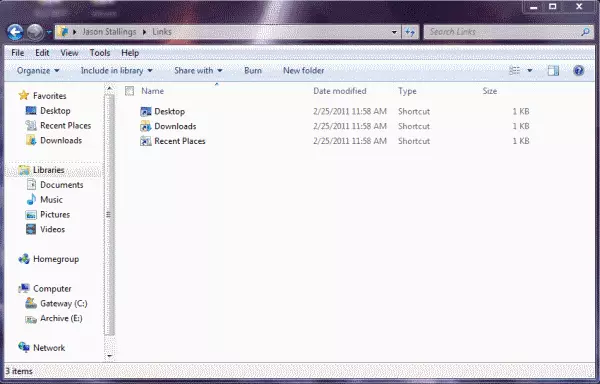Windows 資源管理器收藏夾