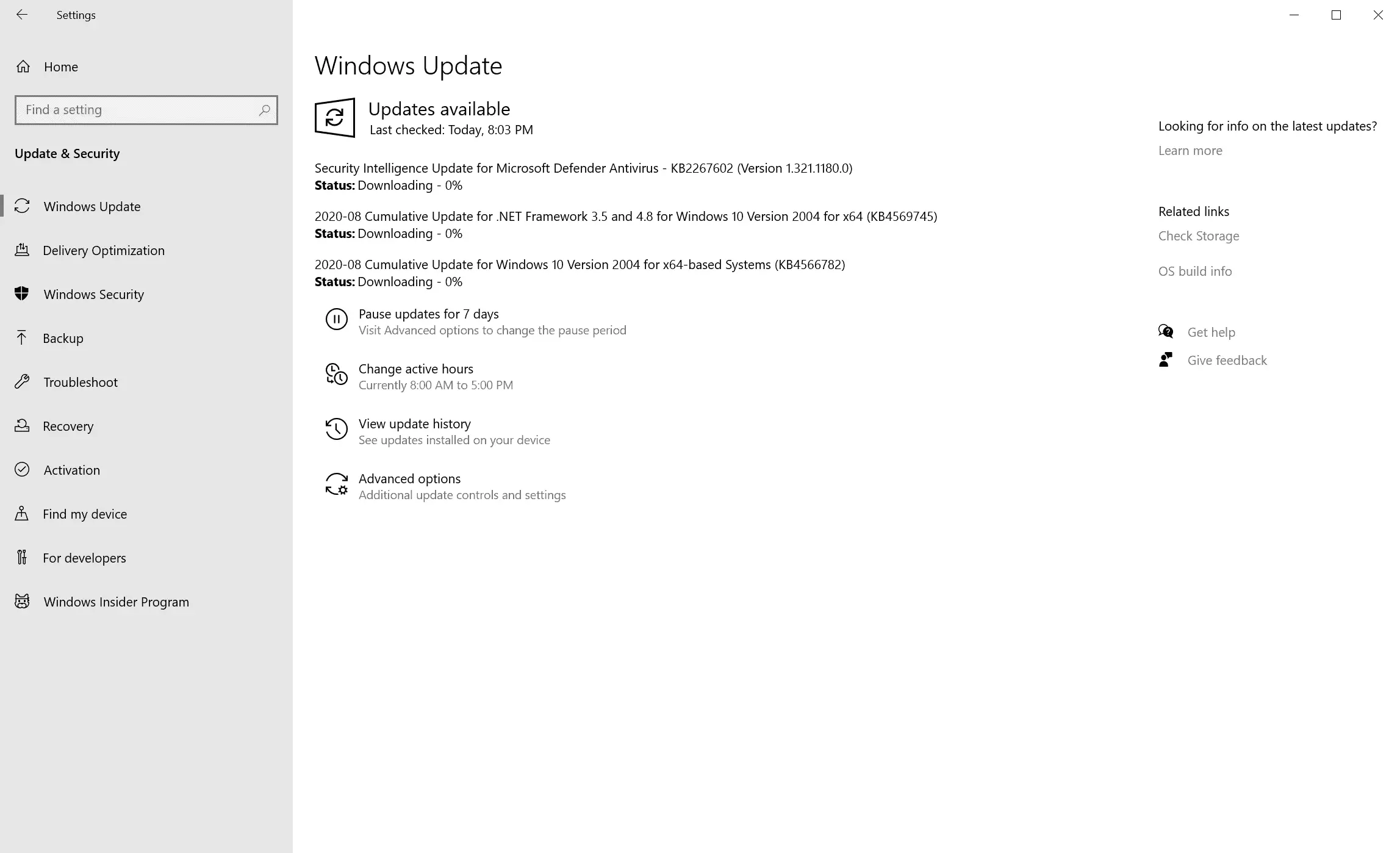 Windows 2020 年 8 月更新